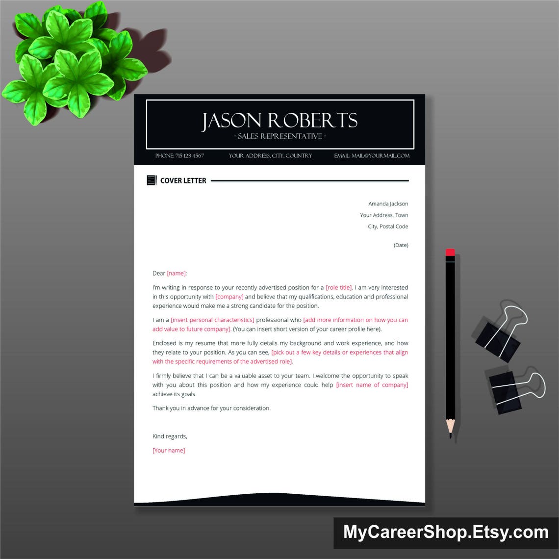 Clean Cover Letter Template, Cover Letter, Letterhead, Letterhead ...