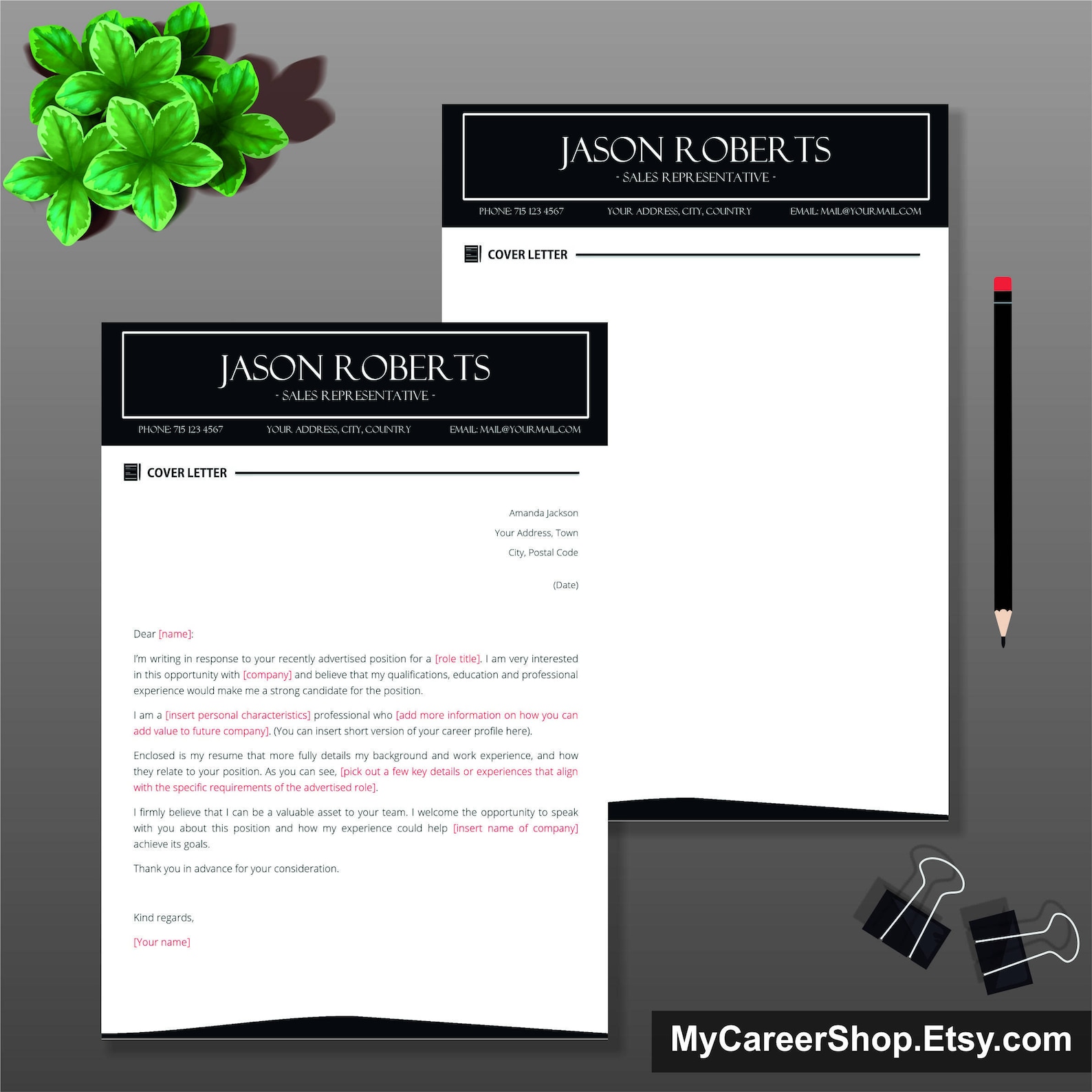 Clean Cover Letter Template, Cover Letter, Letterhead, Letterhead ...