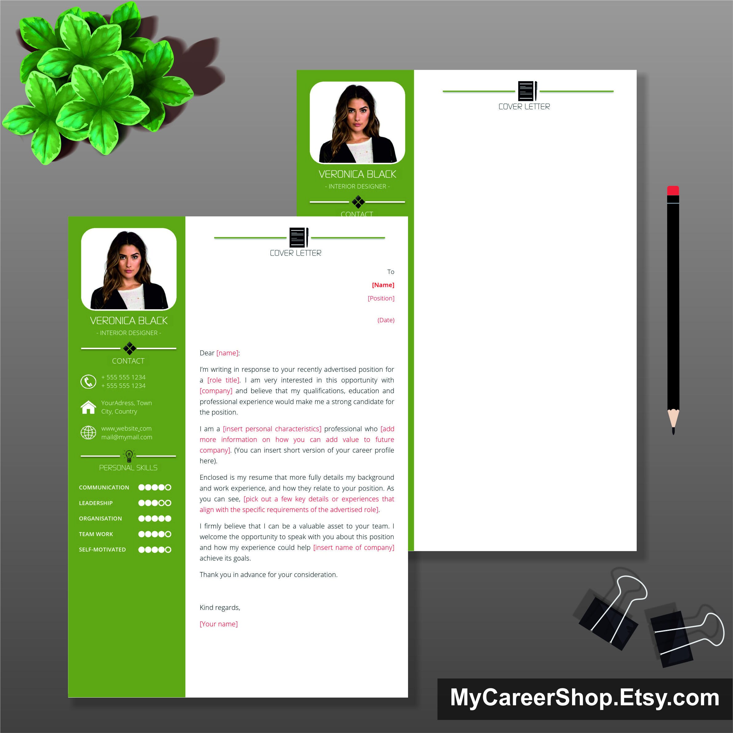 Personalised Cover Letter Template, Cover Letter, Letterhead ...
