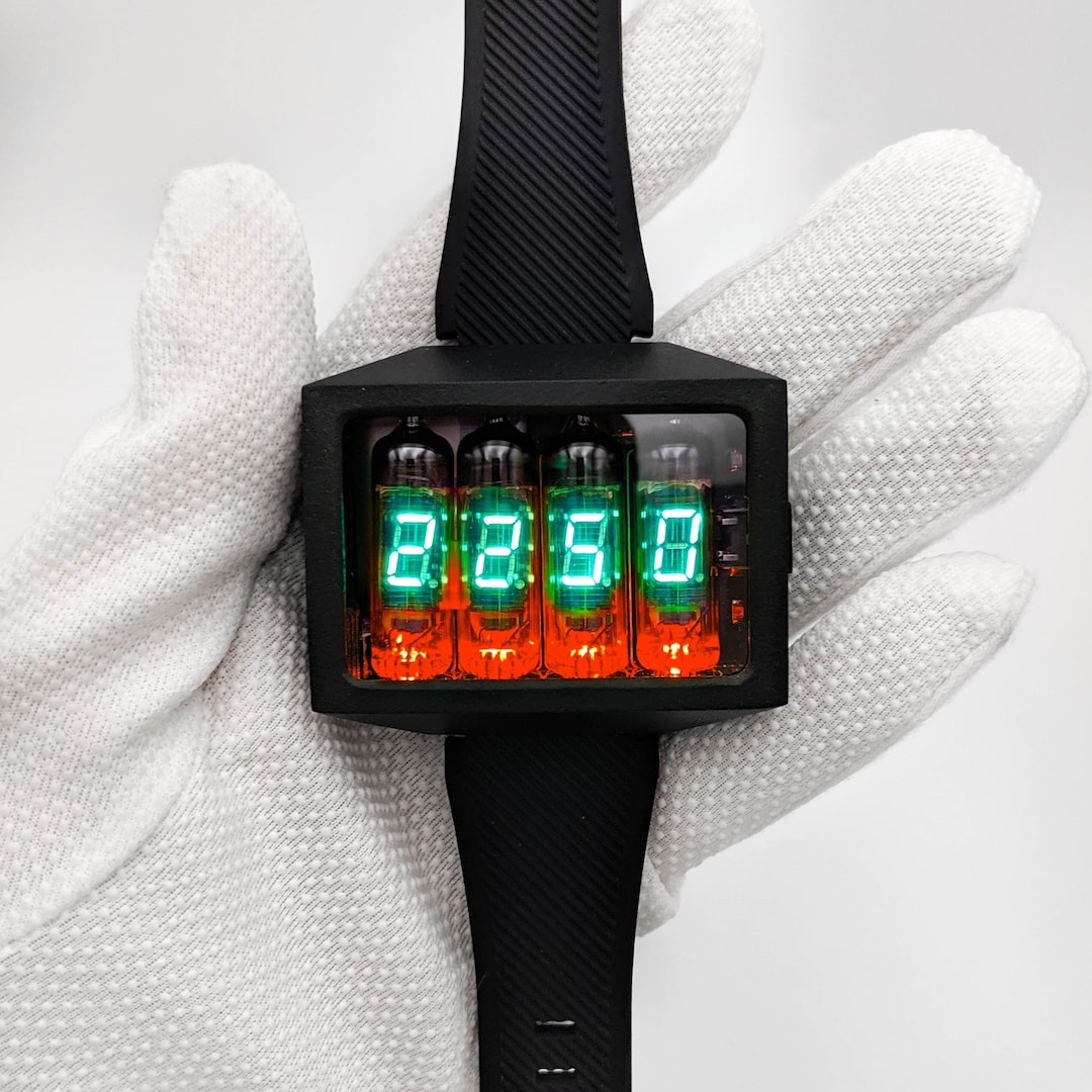 Nixie Tube Wrist Watch Wristwatch Clock Green Neon Tubes IV-3 Nixoid ...