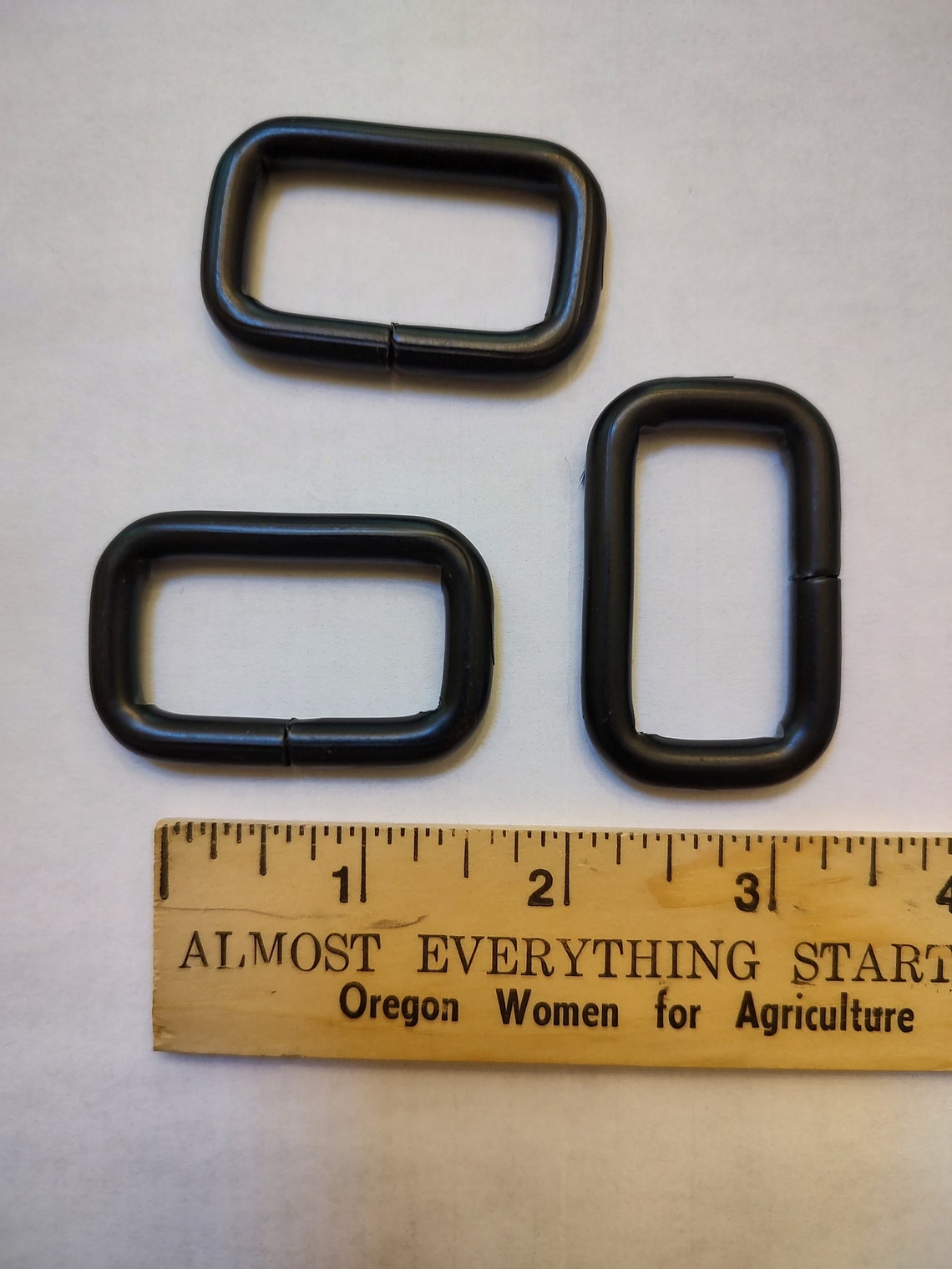 5 (five) Black Metal Rectangular 1/4" Wire Loops / Square Buckles ID 1. ...