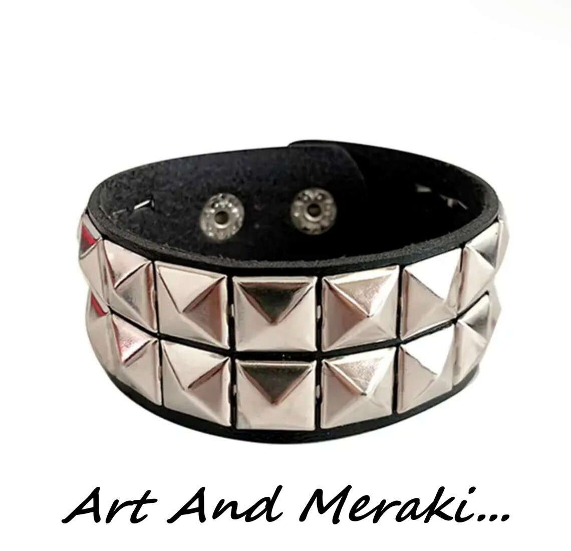 Studded Punk Rock Bracelettwo Rows Pyramid Wrist Cuffrivet - Etsy