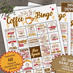 Coffee Bingo Game | National Day Month International Theme Party Café ...