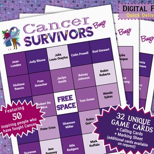 Cancer Survivors Bingo Printable Game National Month | Etsy