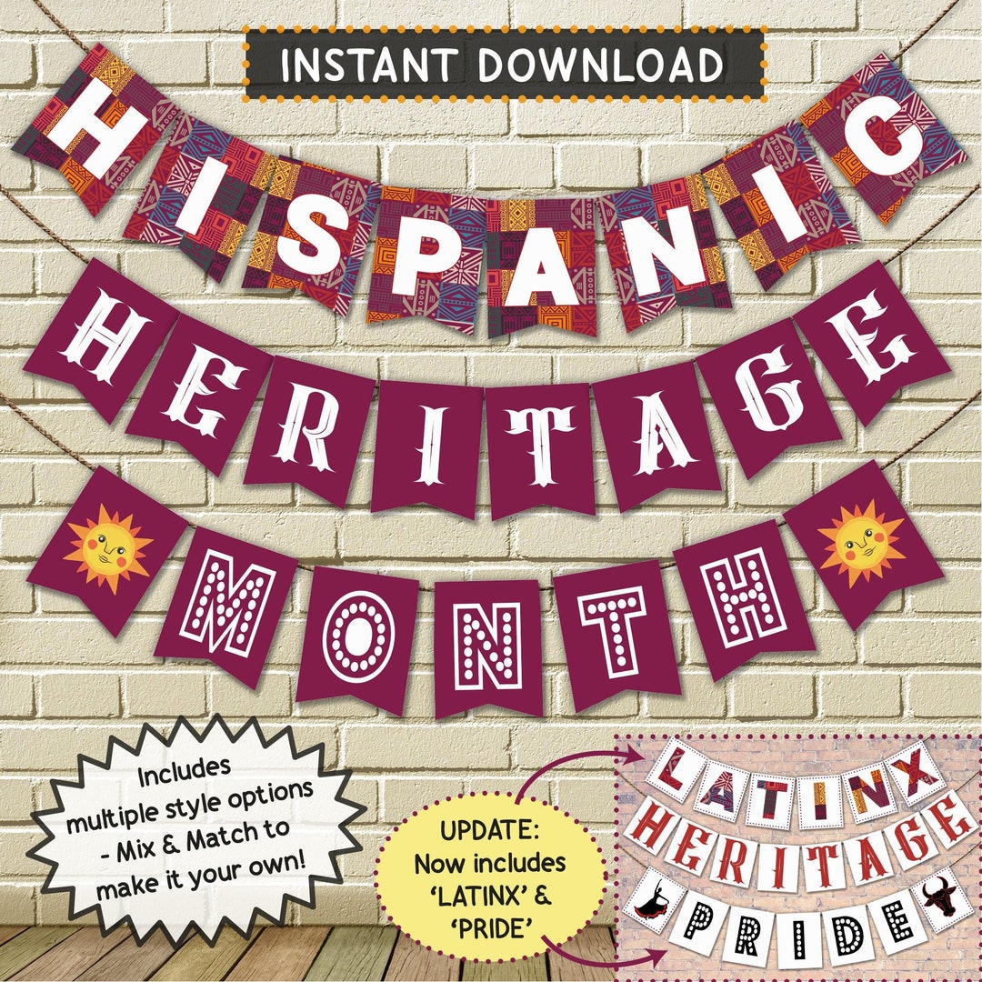 Hispanic Heritage Month Printable Celebration Banner Bunting | Latin ...