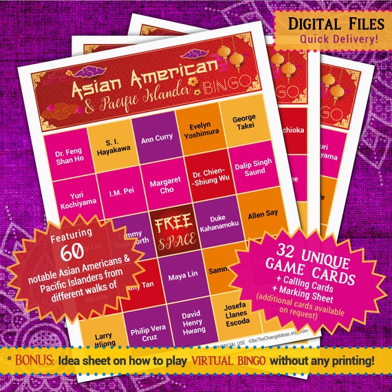 Asian American Pacific Islander Bingo Game Diwali Party - Etsy