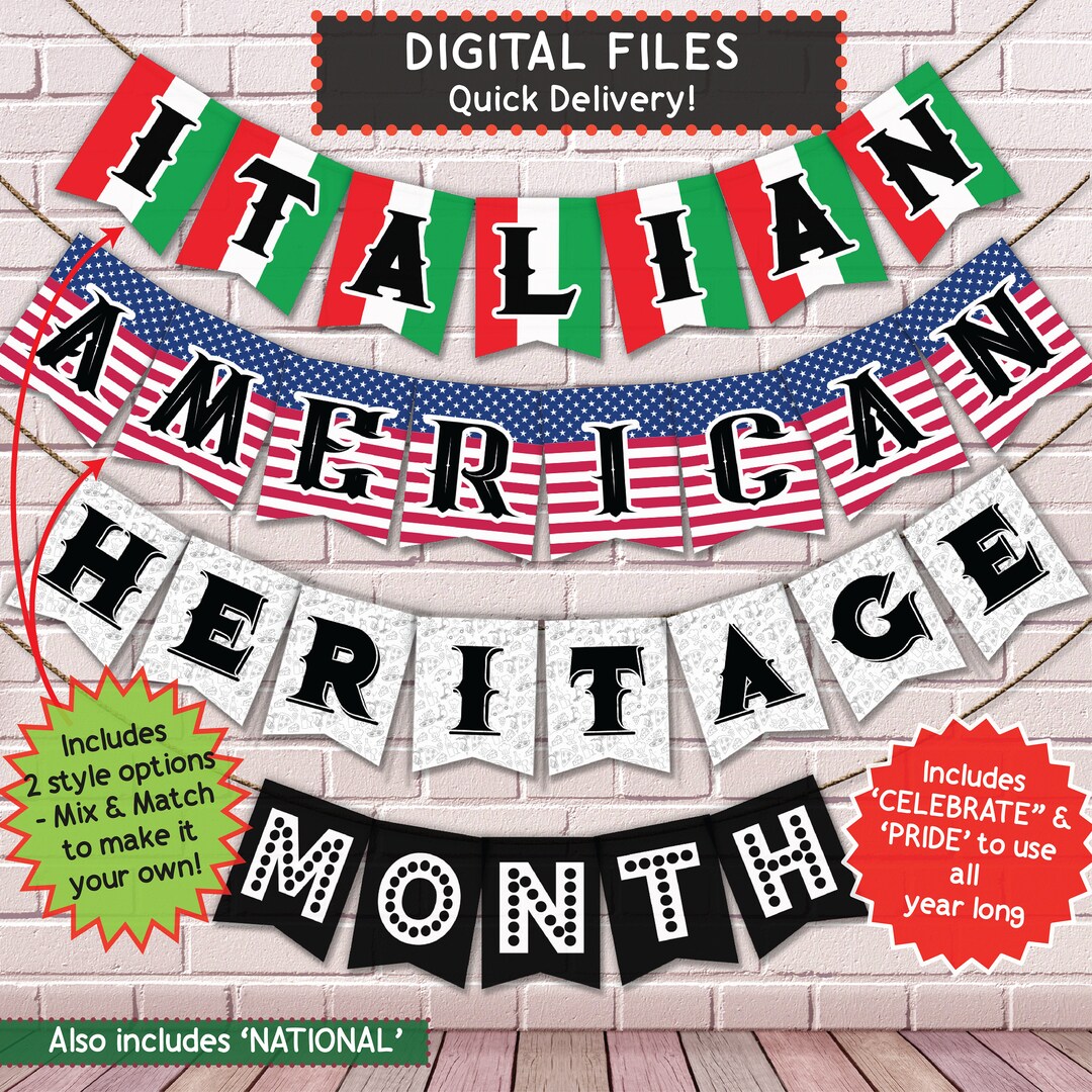 Italian American Heritage Month DIY Banner Bunting | Celebrate Culture ...