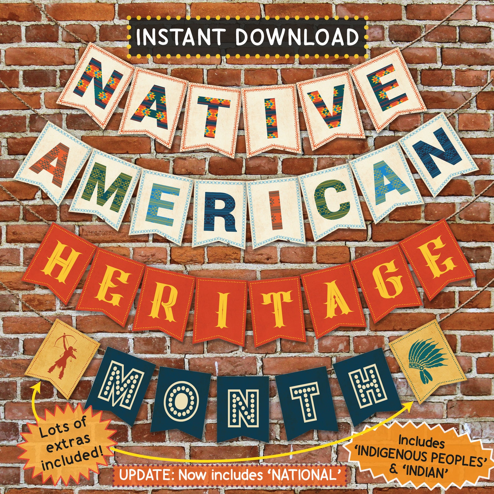 Native American Indian DIY Banner Bunting November Heritage Month ...