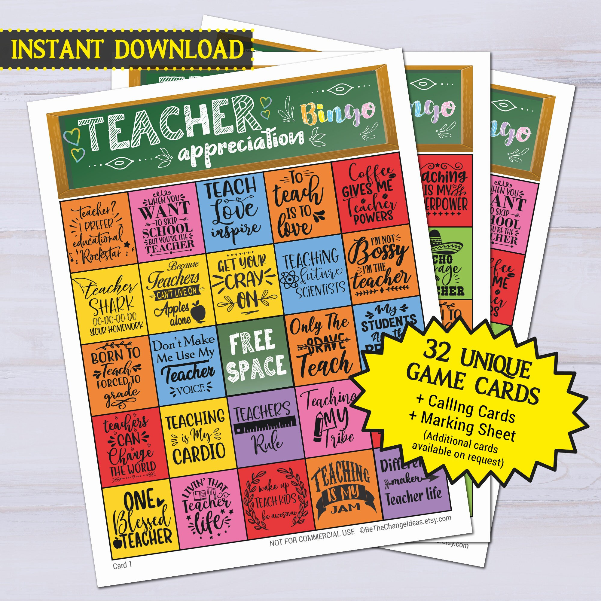 Teacher Appreciation Bingo Printable Game Teachers Year End Celebration ...