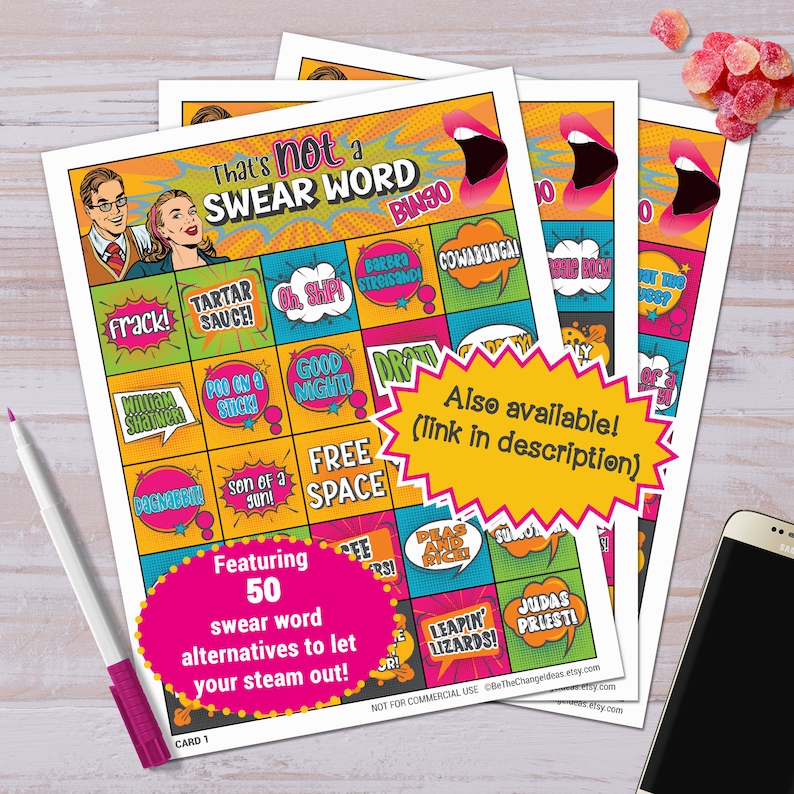 Swear Words Bingo Printable Game Bachelor Bachelorette Party - Etsy