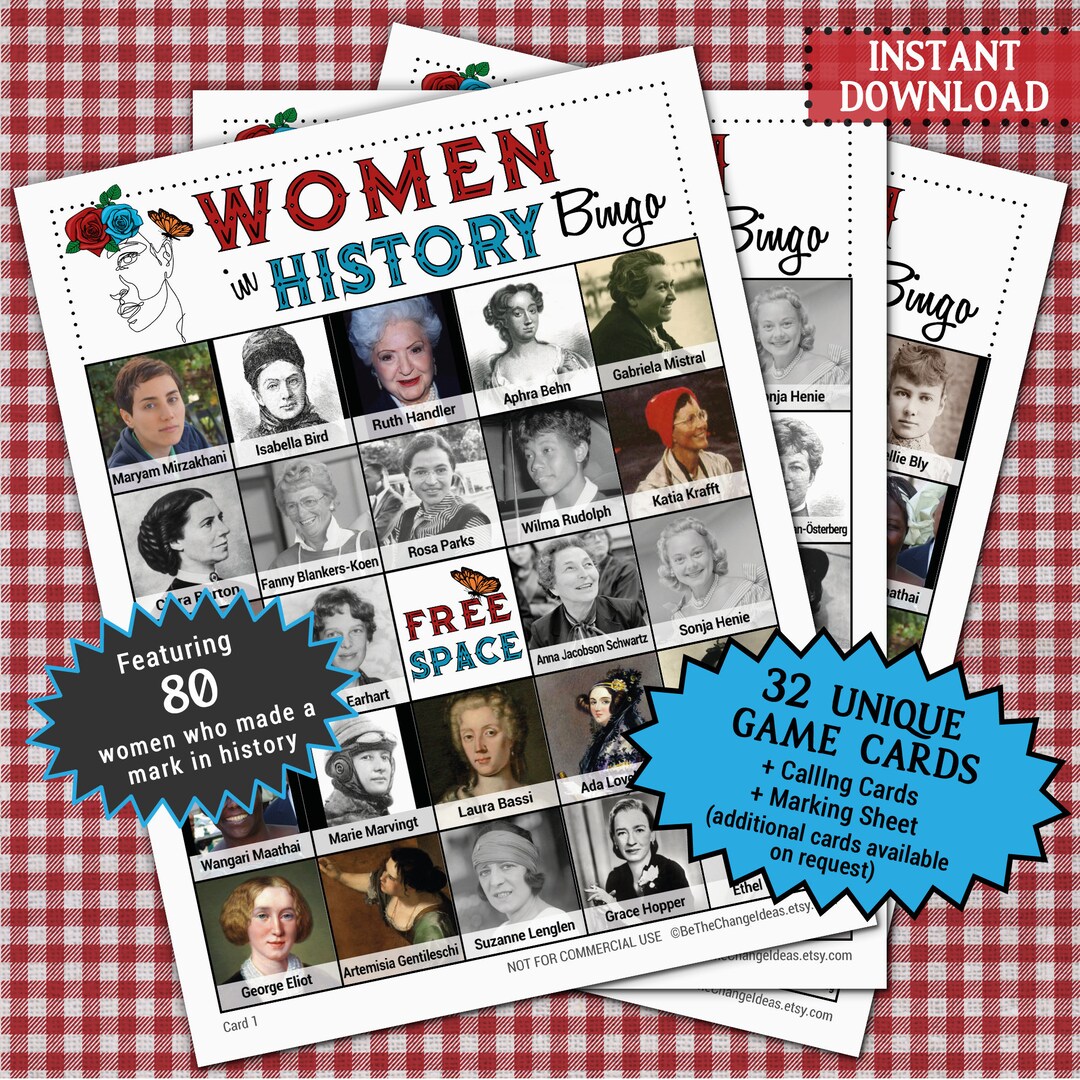 Women's History Bingo Game | Celebrate Woman's Groups Virtual Party ...
