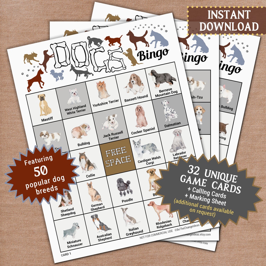 Dogs Bingo Game | National Dog Month August International Day 26 ...