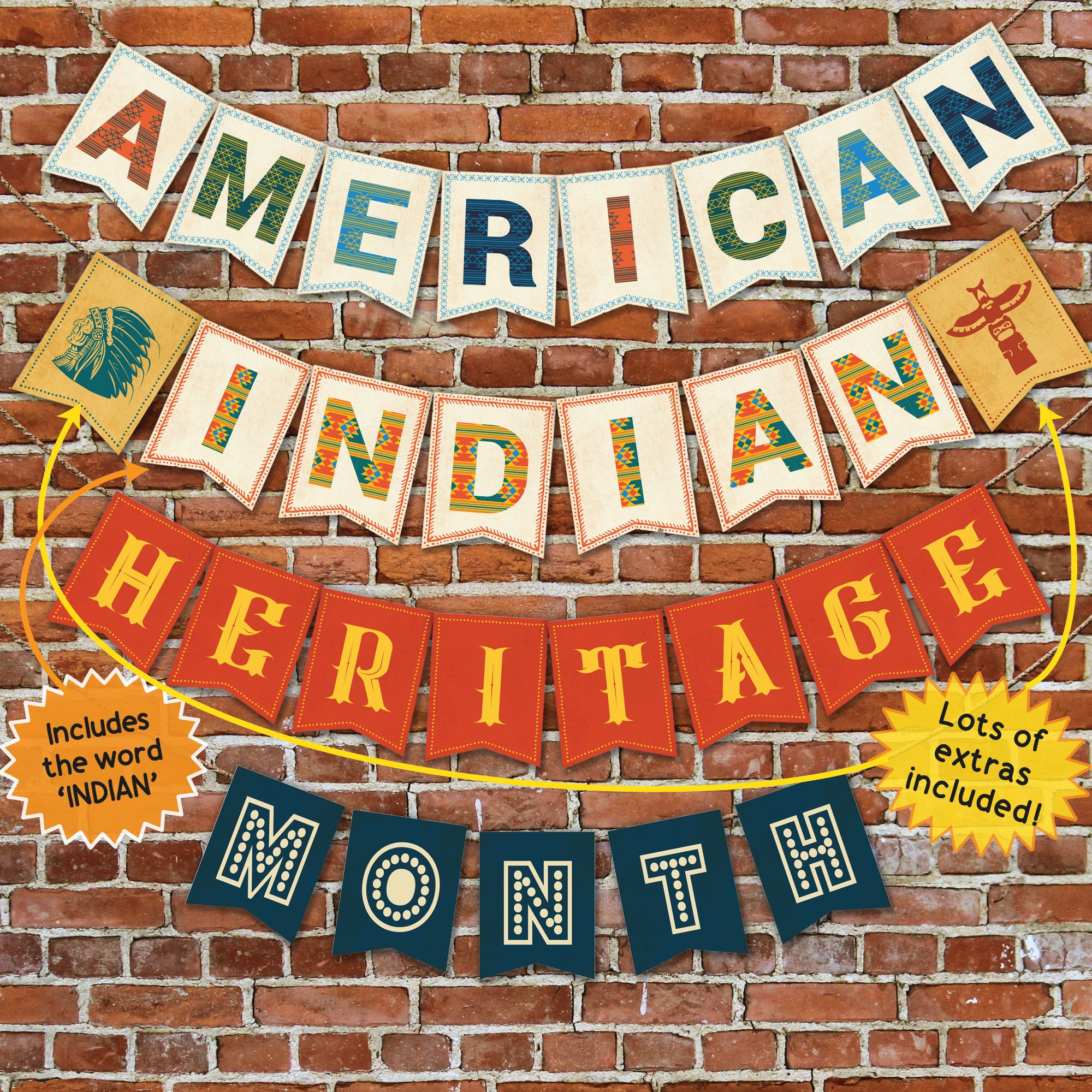 Native American Indian DIY Banner Bunting November Heritage Month ...