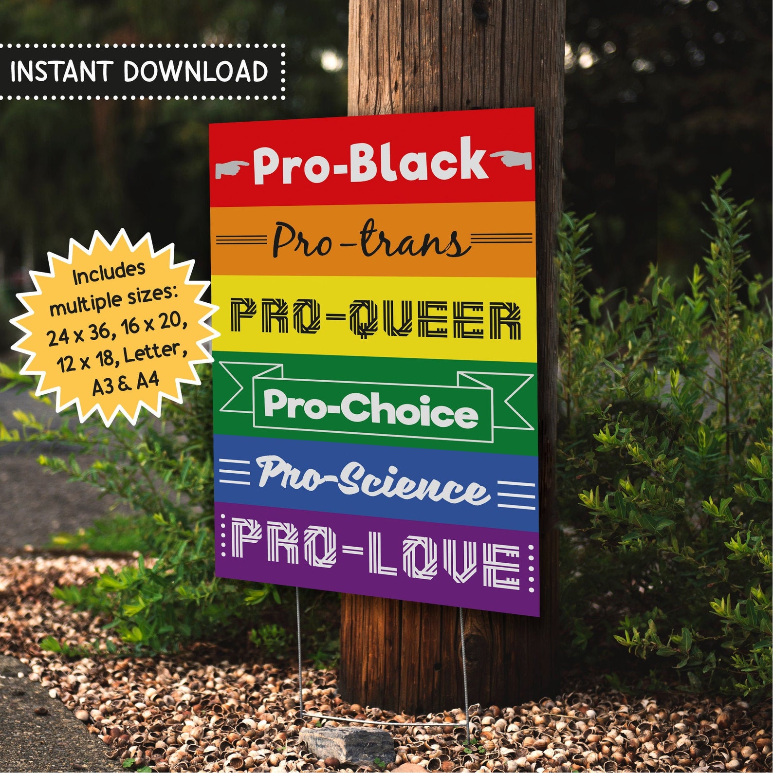 Pro LGBTQ Pro Black Pro Science Pro Choice Yard Sign LGBT Pride Proud ...