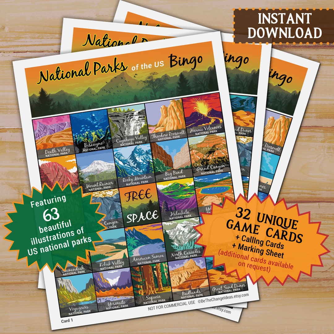 National Parks Bingo Game | US National Park Week Service Idea | Family ...
