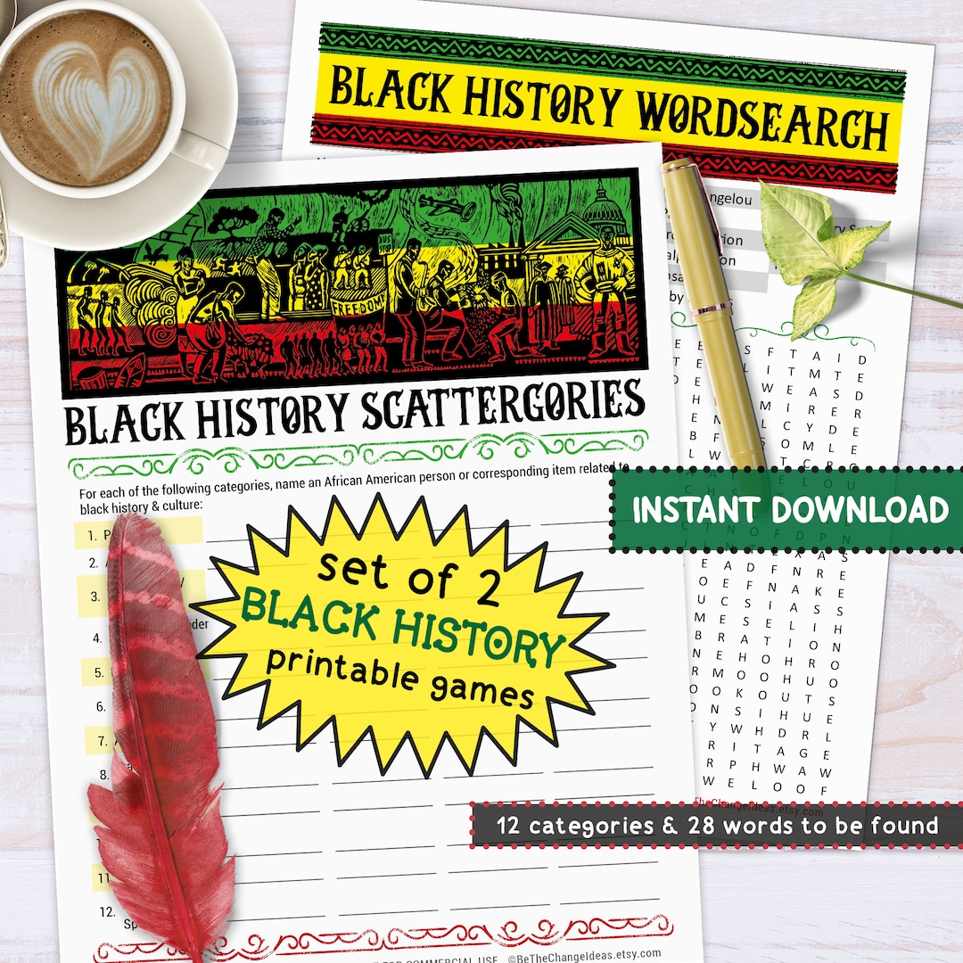 Black History Month Celebration Party Games – Word Search Scattergories ...