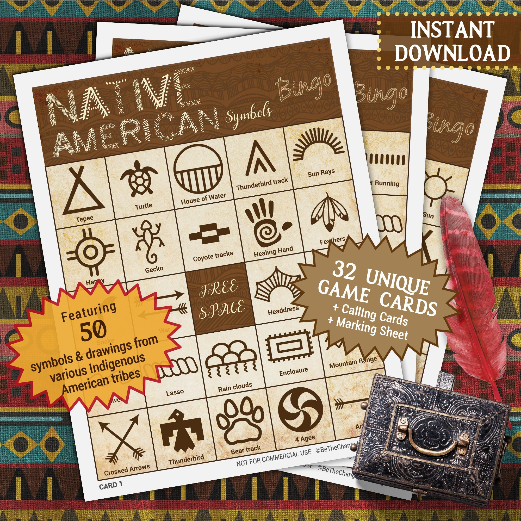 Native American Indian Bingo Game Celebration Fun Activity | November ...