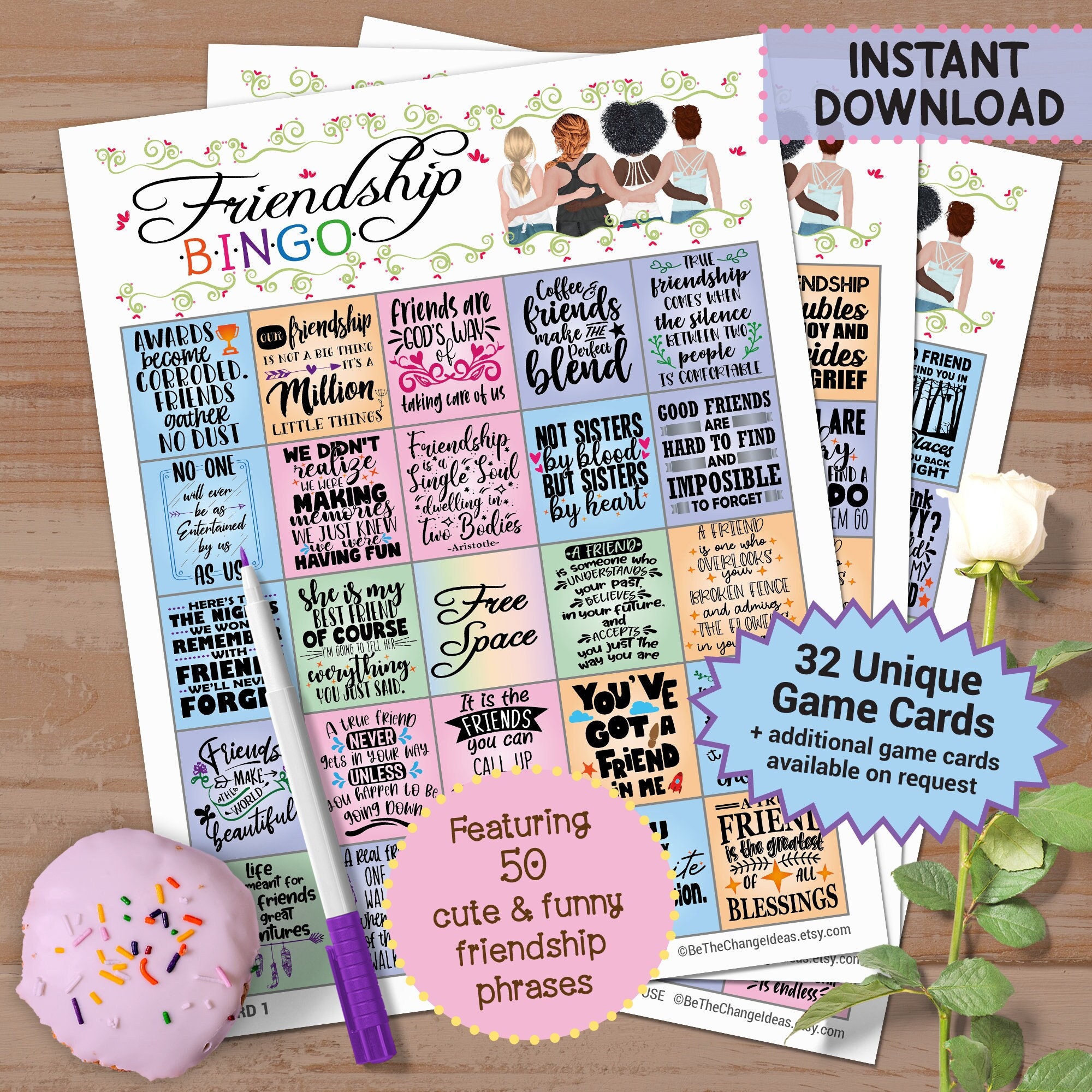 Friendship Bingo Game | Friends Celebration Party Shower ...