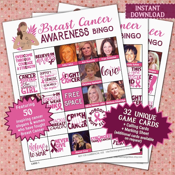 Breast Cancer Bingo - Etsy
