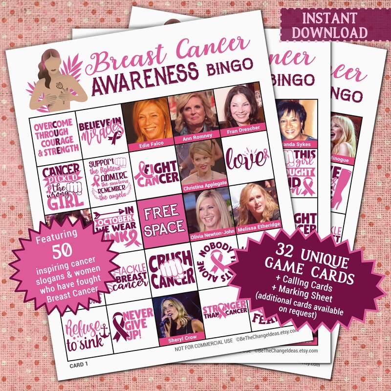 Breast Cancer Bingo - Etsy