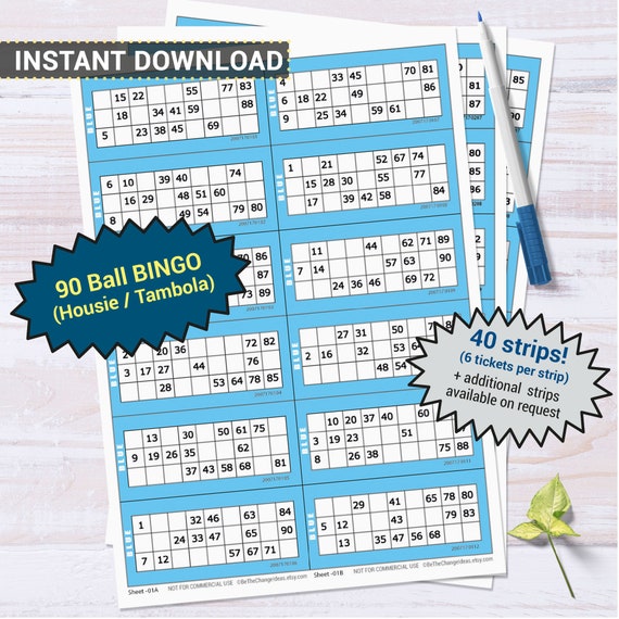 90 Ball Bingo Tambola UK Housie Printable Party Game - Etsy