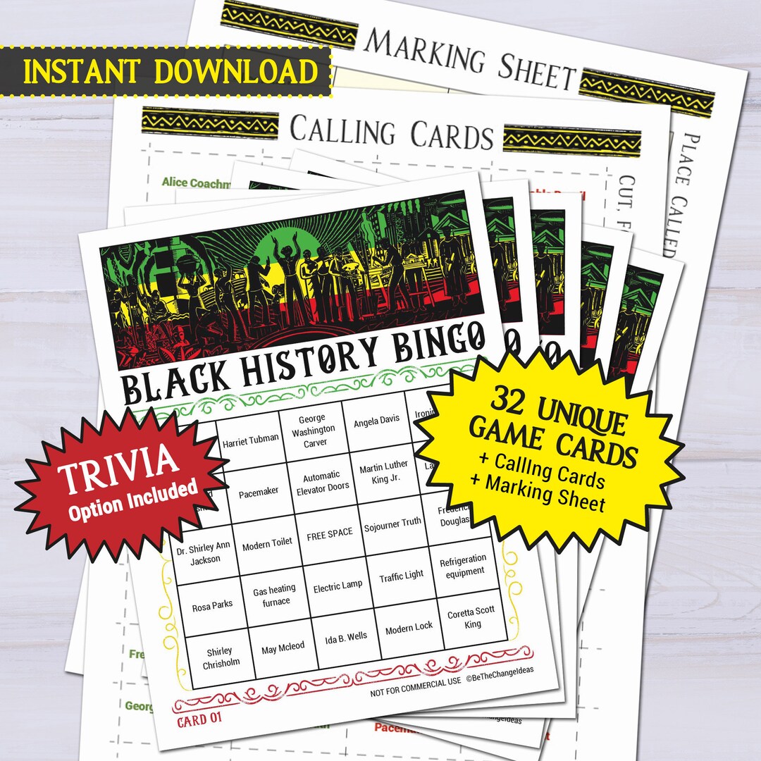 Black History Celebration Bingo Game | Juneteenth Month Virtual Party ...