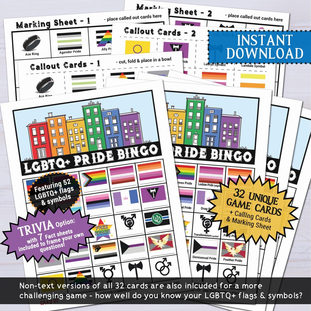 LGBTQ Pride BINGO Game | Pride Month Awareness Activity Idea Clubs Pubs ... LGBTQ Pride BINGO Game | Pride Month Awareness Activity Idea Clubs Pubs ...