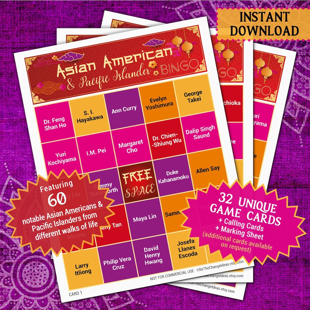 Asian American Pacific Islander Bingo Game | Diwali Party Heritage ...