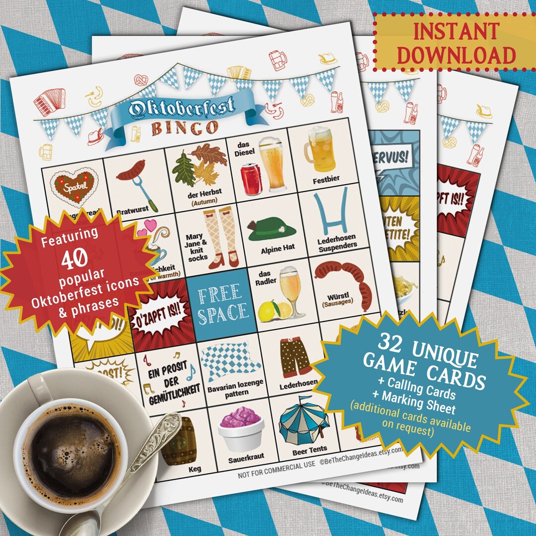 Oktoberfest Bingo Game | Germany Wiesn Celebration Beer Festival ...