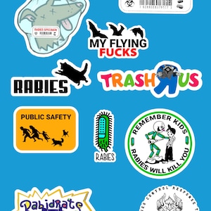 Rabies Bundle (10 Sticker Pack) Rabies Raccoons Rabid Animal Stickers ...