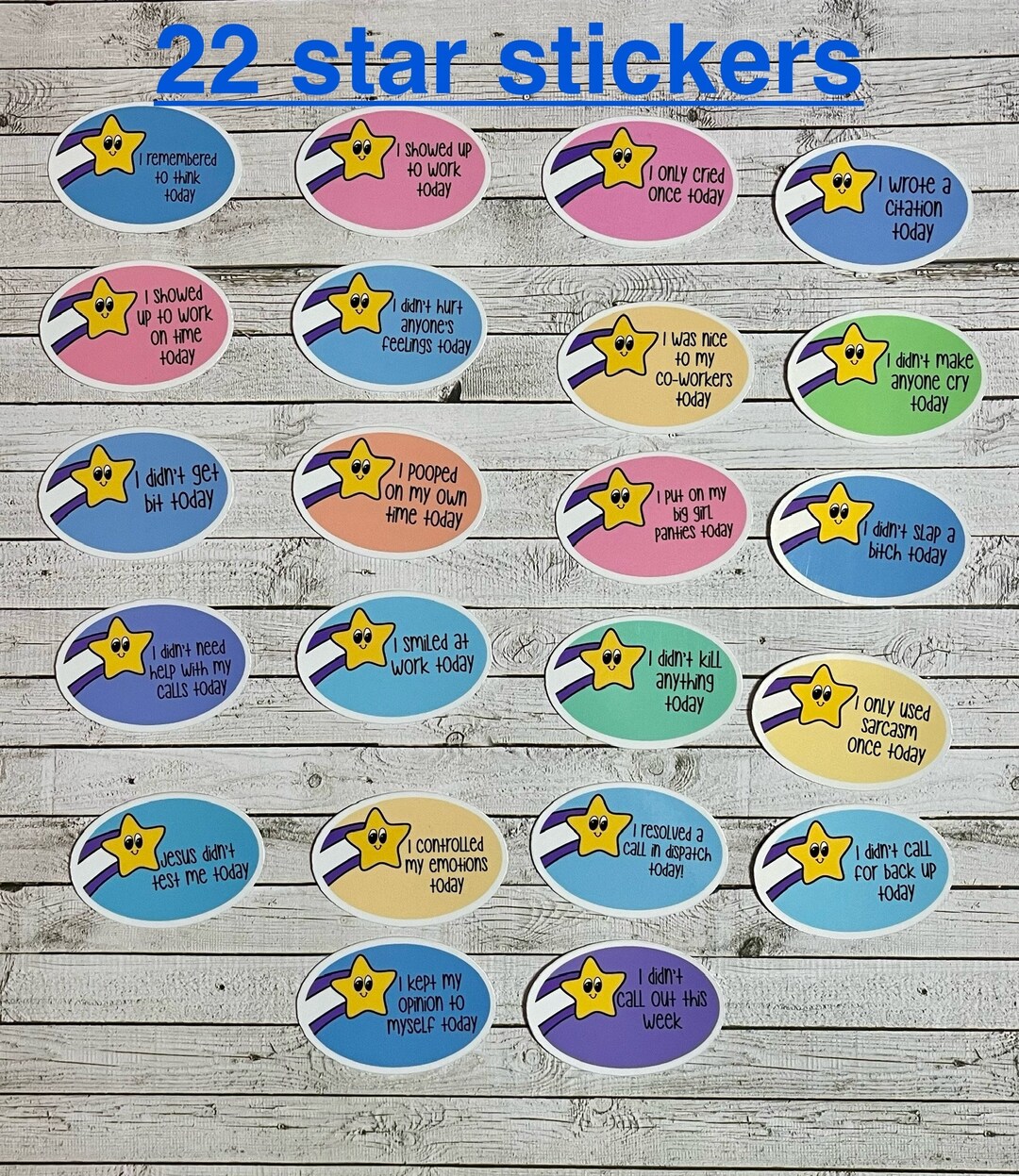 Sarcastic Stars/ Humor Stickers/ Golden Star Stickers - Etsy