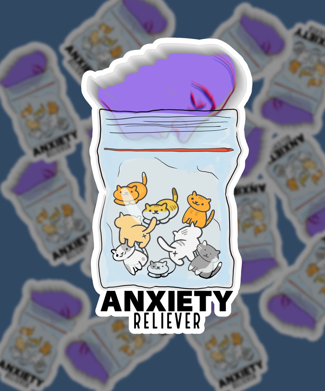 ANXIETY RELIEVER// Funny Cat Lover Sticker - Etsy