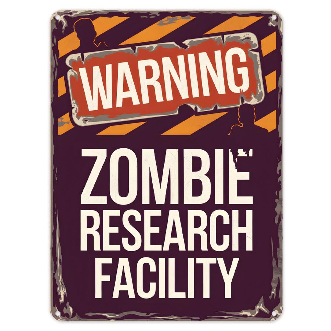 Warning Zombie Research Facility Metal Tin Sign Poster Wall Art Plaque ...