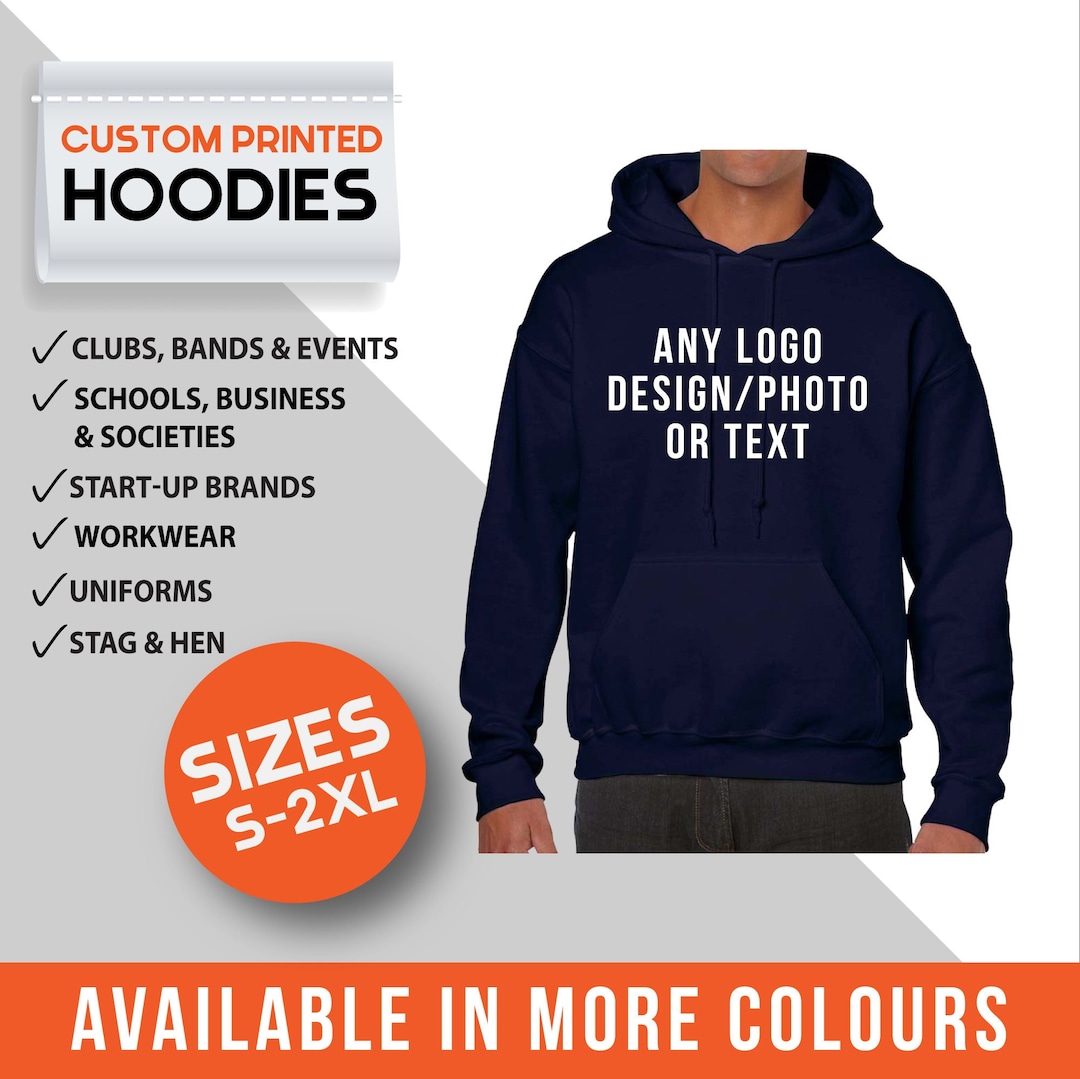 Personalised Hoodie Custom Printed Hoody Workwear & Uniforms Your Logo ...