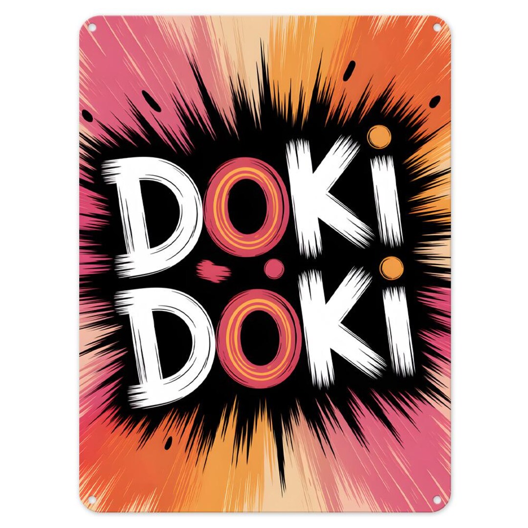 Doki Doki Heart Beat Metal Tin Sign Poster Wall Art Plaque for She Cave ...