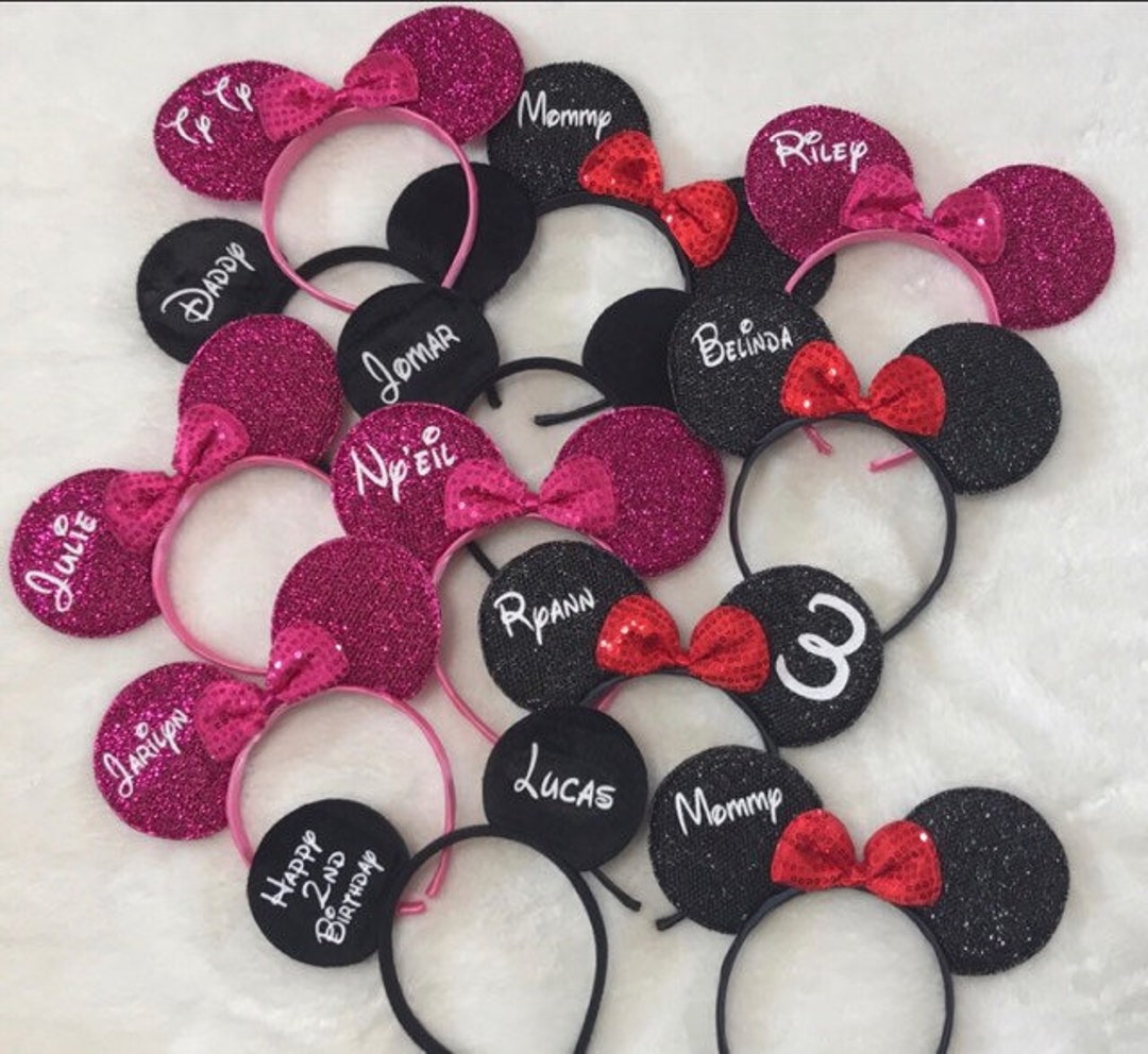 BULK Personalized Mickey Minnie Ears, Custom Mickey Ears, Minnie Ears ...