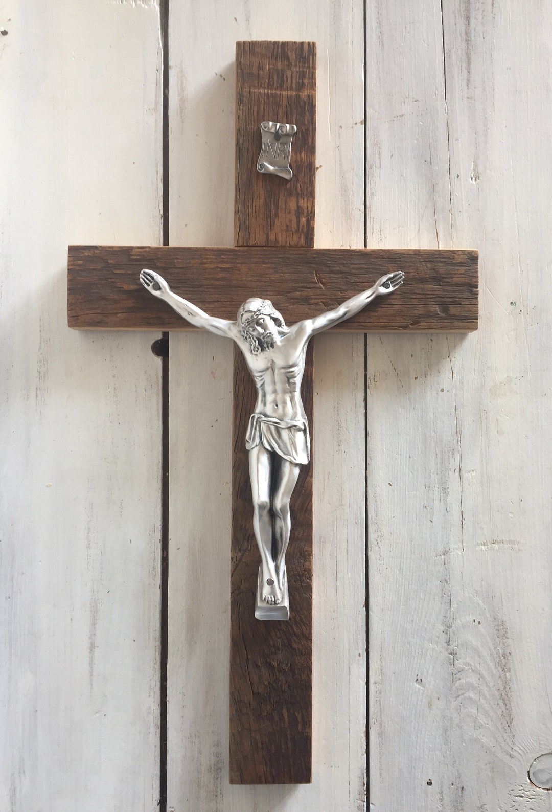 Rustic Reclaimed Wood Crucifix 18 in 20 in Catholic Wall Crucifix ...