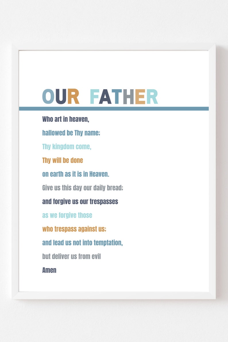 CATHOLIC KIDS PRINTABLE Our Father Prayer Kids Print | Etsy