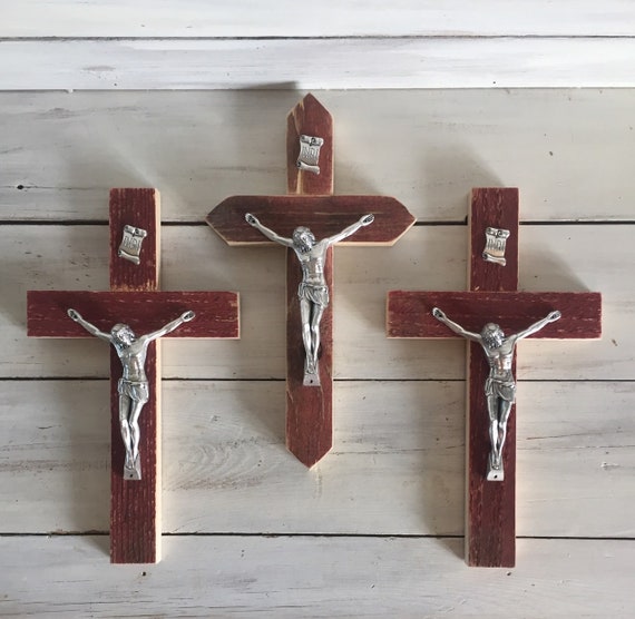 Reclaimed Red Pallet Crucifix 12 in or 14 in Catholic Wall - Etsy