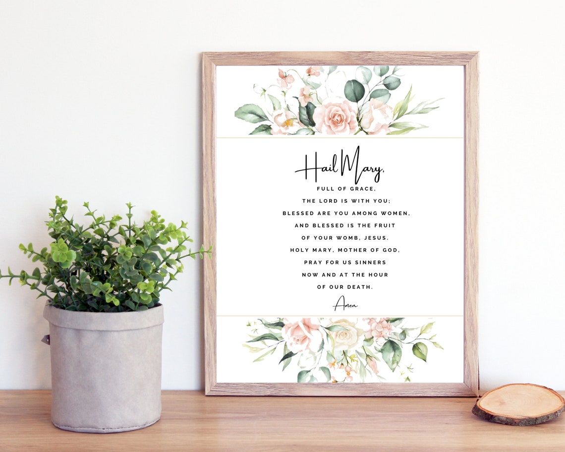 Hail Mary, Full of Grace Prayer Printable Prayer to Our Lady Mary ...