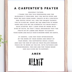A Carpenter's Prayer Printable- St Josph Intercessor Patron Prayer ...