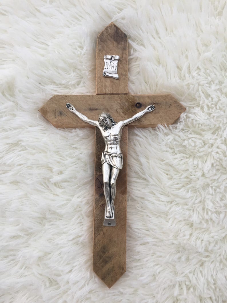 Rustic Reclaimed Wood Crucifix 12 in or 14 In- Catholic Wall Crucifix ...