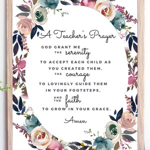 A Teacher's Prayer Printable Print- Catholic Teacher Prayer Blessing ...