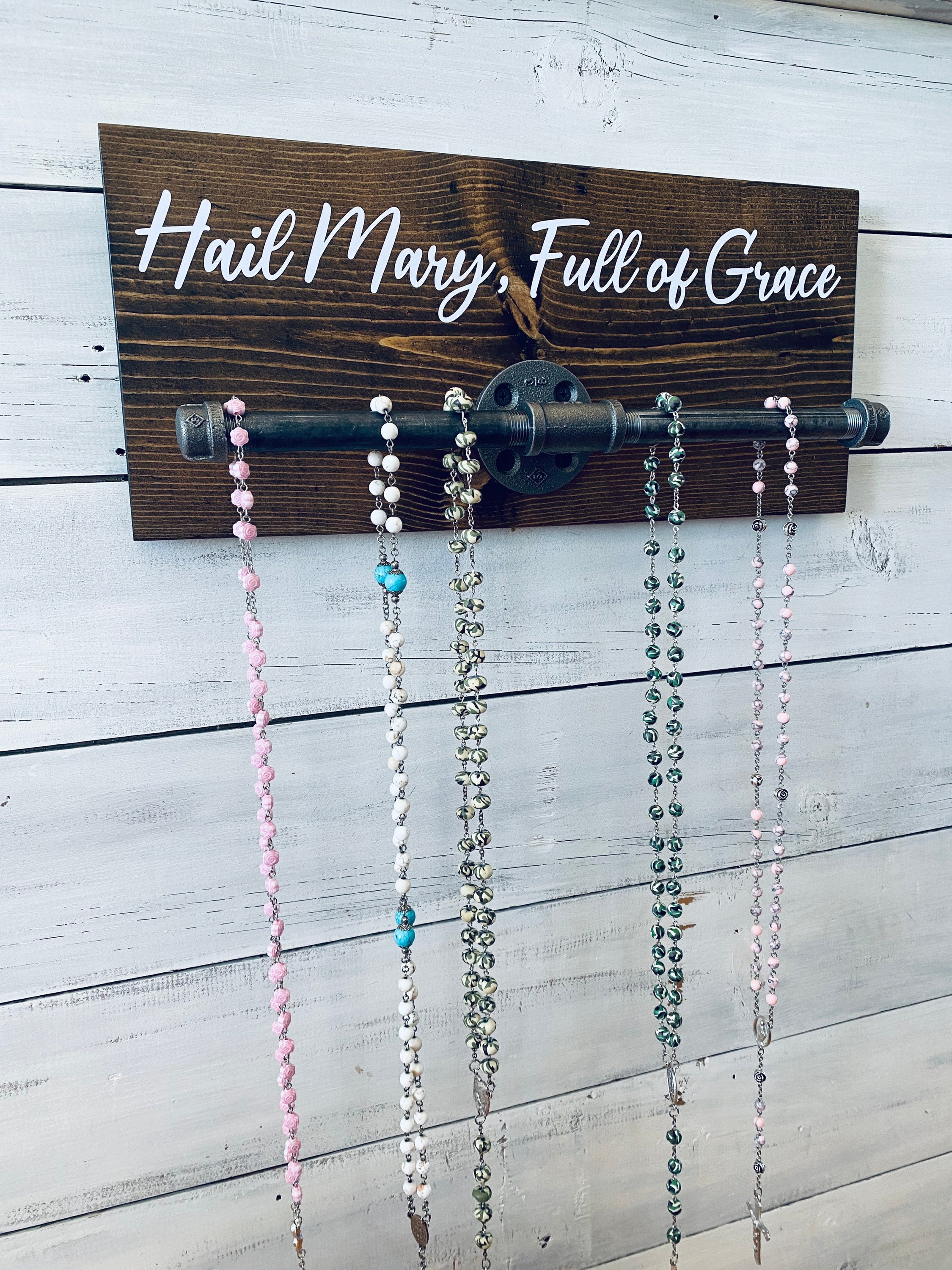 Rosary Wall Hanger - Rosary Wall Holder- Rosary Display Hail Mary ...