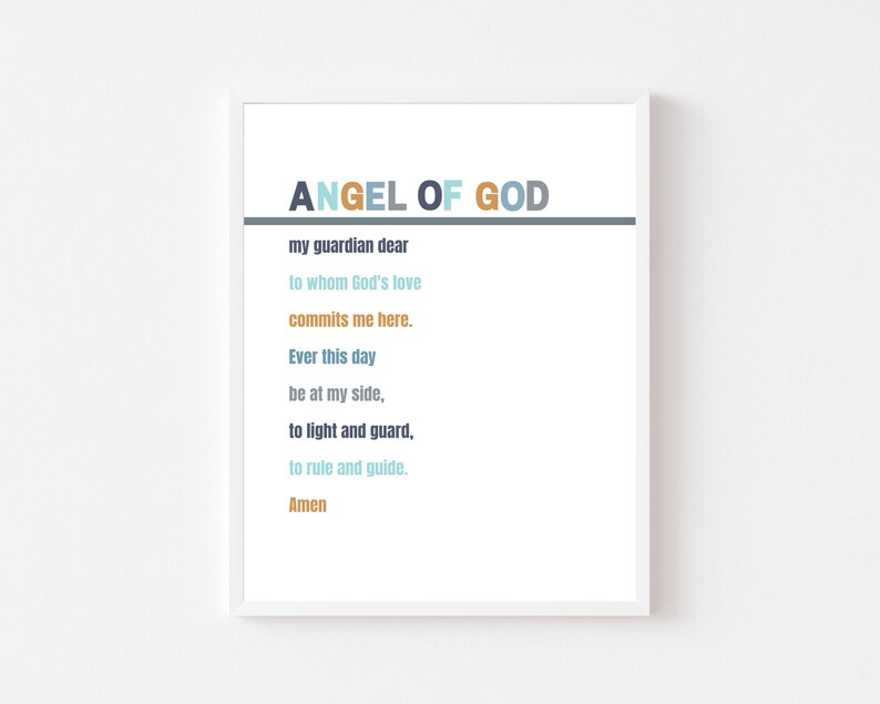 CATHOLIC KIDS PRINTABLE -guardian Angel Prayer Kids Print- Angel of God ...
