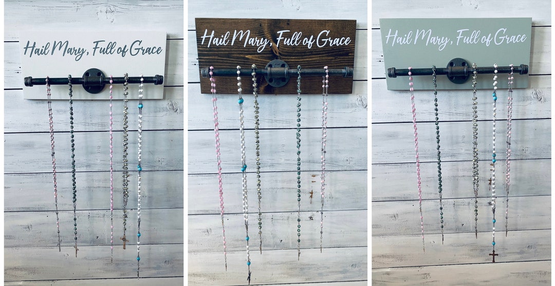 Rosary Wall Hanger - Rosary Wall Holder- Rosary Display Hail Mary ...
