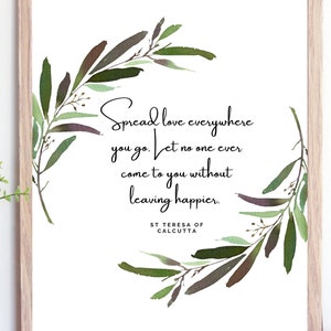 St Teresa of Calcutta Quote Printable- Mother Teresa Print- Spread Love ...