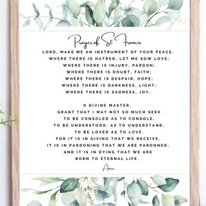Prayer of St Francis of Assisi Printable- St Francis Quote- Catholic ...