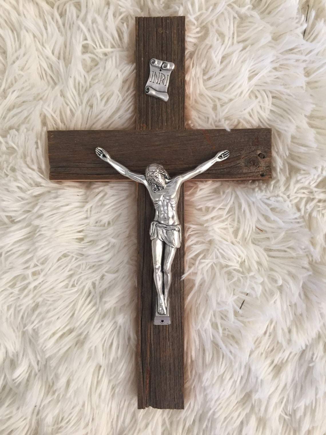 Rustic Reclaimed Wood Crucifix 12 in or 14 In- Catholic Wall Crucifix ...