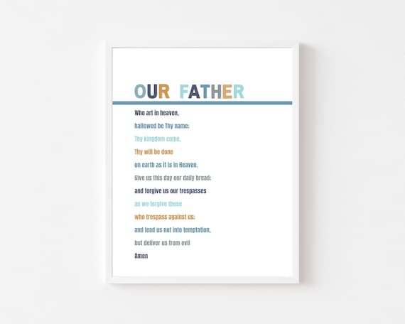 CATHOLIC KIDS PRINTABLE Our Father Prayer Kids Print | Etsy